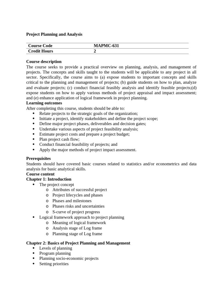 Project Planning and Management Course | PDF | Project Management | Net ...