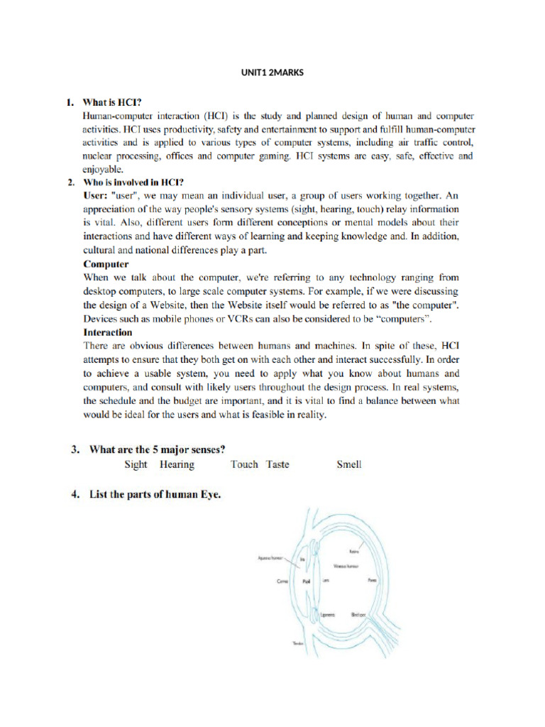 Hci 2mARKS WITH ANSWERS | PDF