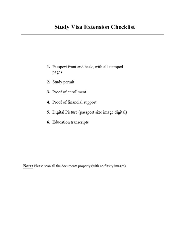 Study Permit Extension Checklist | PDF