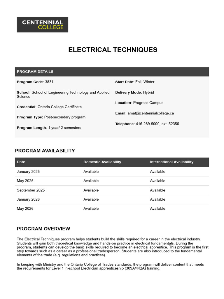 Electrical-Techniques_Centennial-College | PDF | Troubleshooting ...