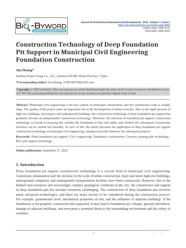 Deep Foundation Pit Support Techniques | PDF | Deep Foundation ...