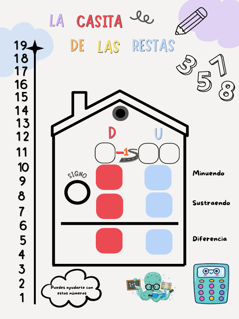 Hoja de Trabajo Sumas y Restas Lúdica Ordenada Colorida Arcoíris | PDF