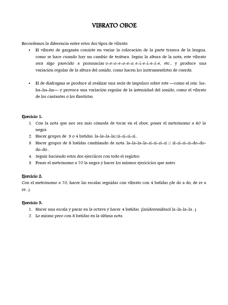 Técnicas de Vibrato en Oboe | PDF | Oboe | Sonido