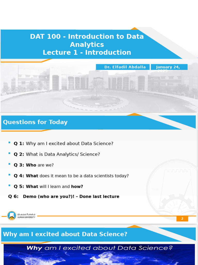 DAT100 Int Data Ana Lec1 Intro 2023 2 | PDF