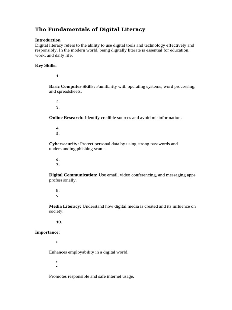 The Fundamentals of Digital Literacy | PDF