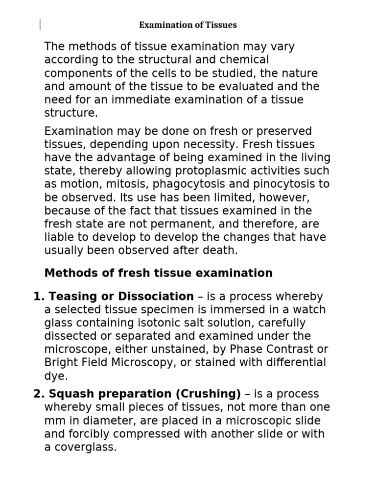 Types of Tissues Preparations | PDF | Cytopathology | Staining