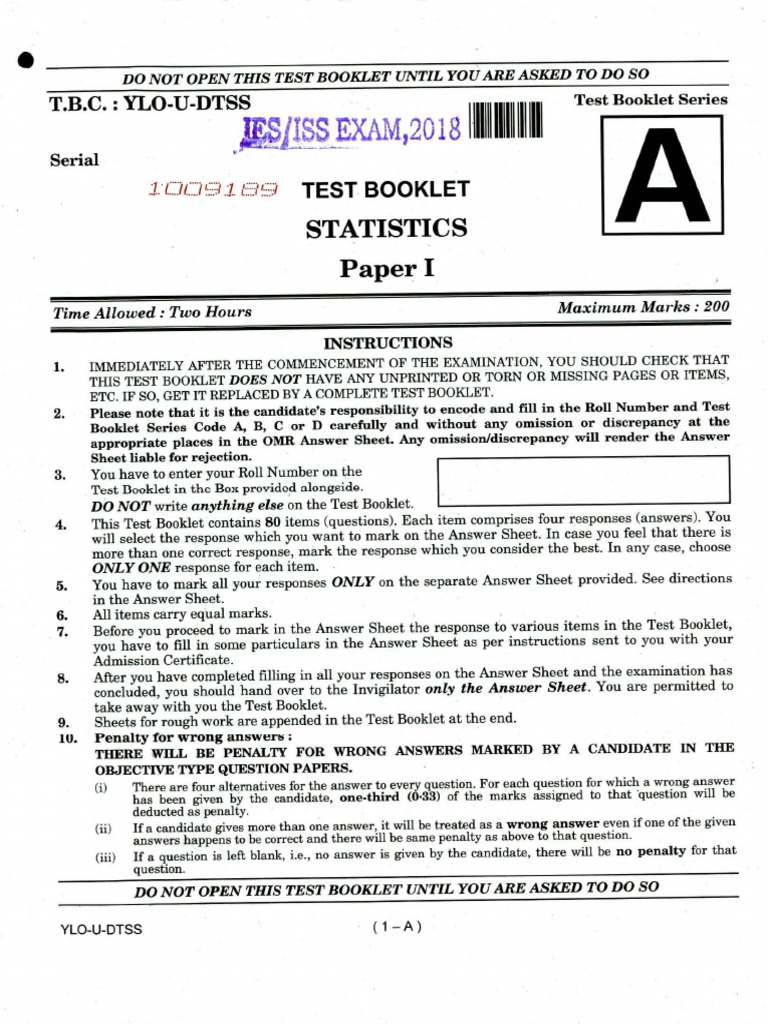 Statistics Paper 1 | PDF