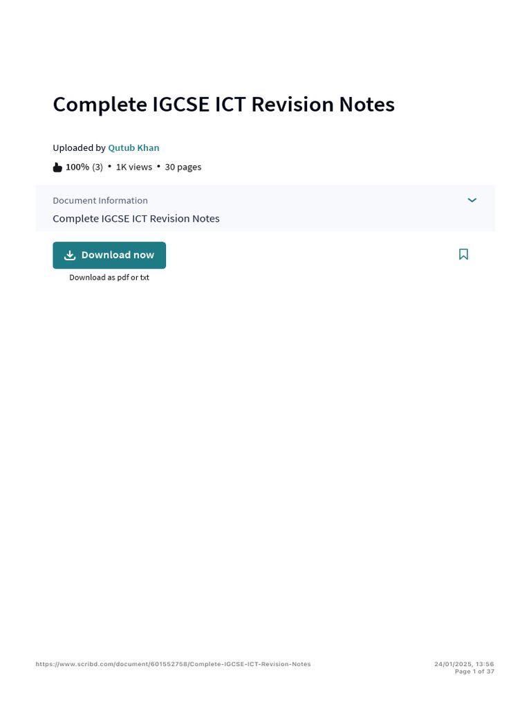 Complete IGCSE ICT Revision Notes | PDF | Computer Data Storage ...