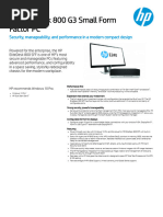 HP Elitedesk 800 g3 SFF Specs | PDF | Windows 10 | Usb