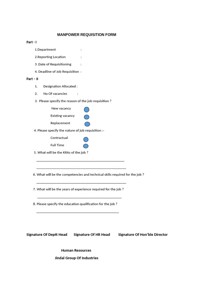 Manpower Requisition Form Template | PDF