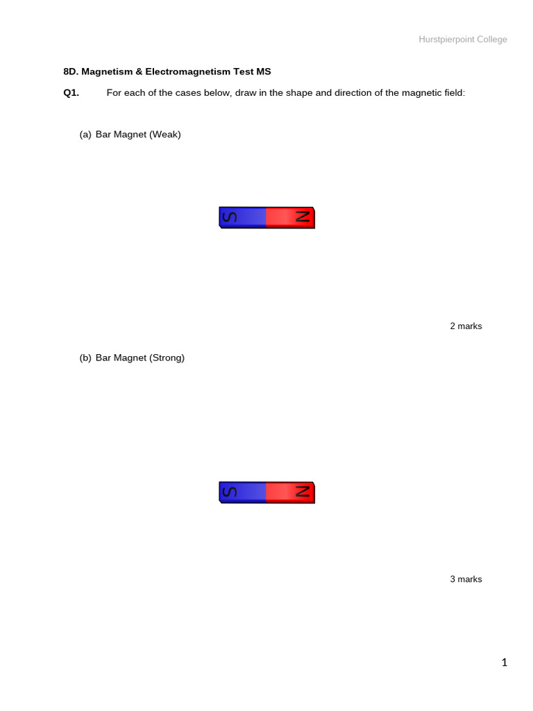 8d. Magnets and Electromagnetism Test Ms | PDF | Electricity ...
