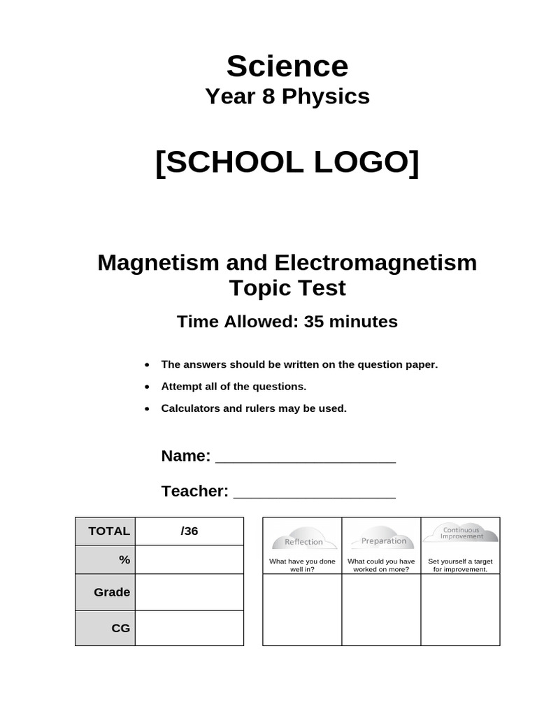 Year 8 Magnetism Test Paper | PDF | Inductor | Magnet