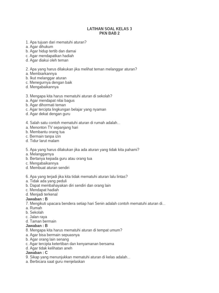 Latihan Soal Kelas 3 PKN Bab 2 Kumer | PDF