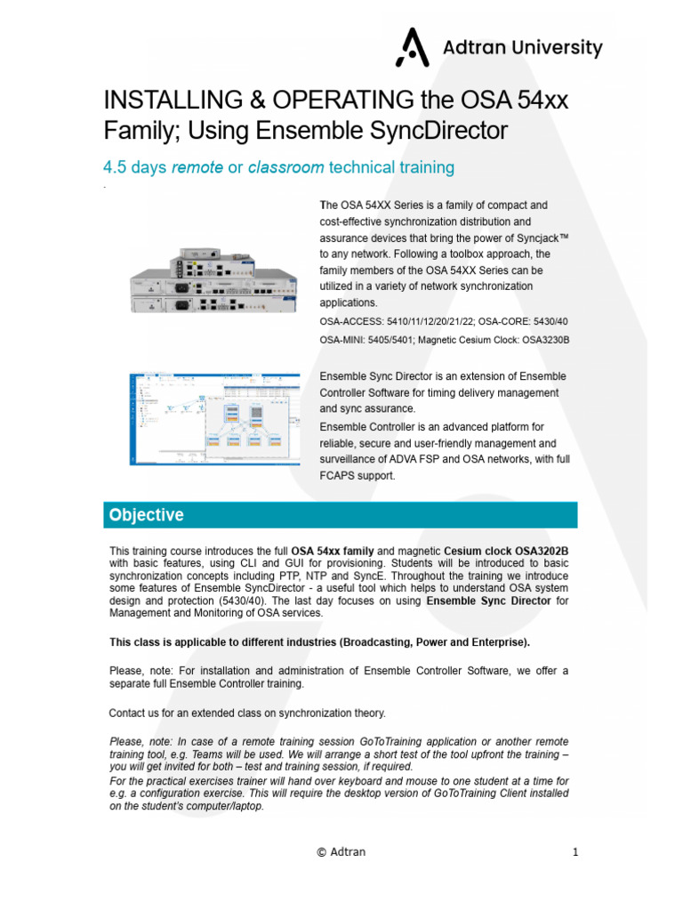 Installing Operating the Osa 54xx Family Sync Director | PDF | Command ...