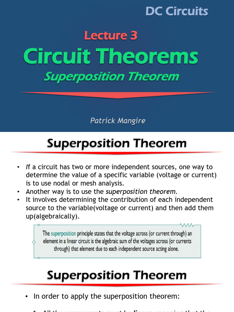 Lecture 3 Superposition | PDF | Electrical Network | Computer Engineering