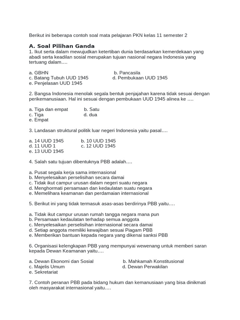 Soal PPKN Kelas 11 | PDF