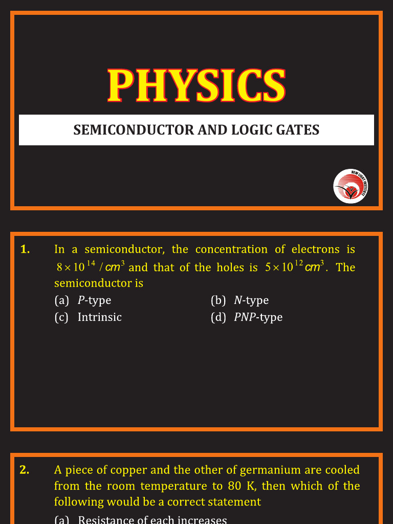 Semiconductor and Logic Gates (Shivam Sir) Slides | PDF