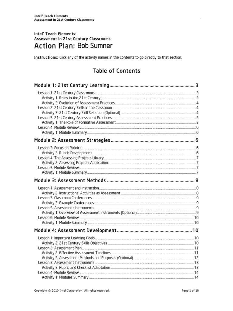 Bob_Action_Plan | PDF | Educational Assessment | Rubric (Academic)