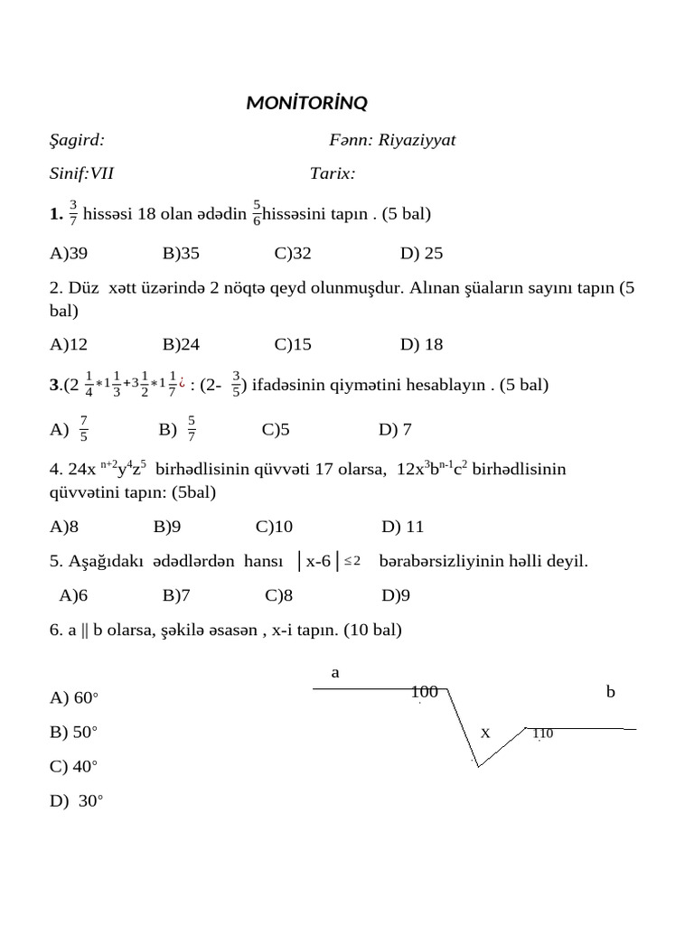 7 Sinif (Monitorinq) | PDF