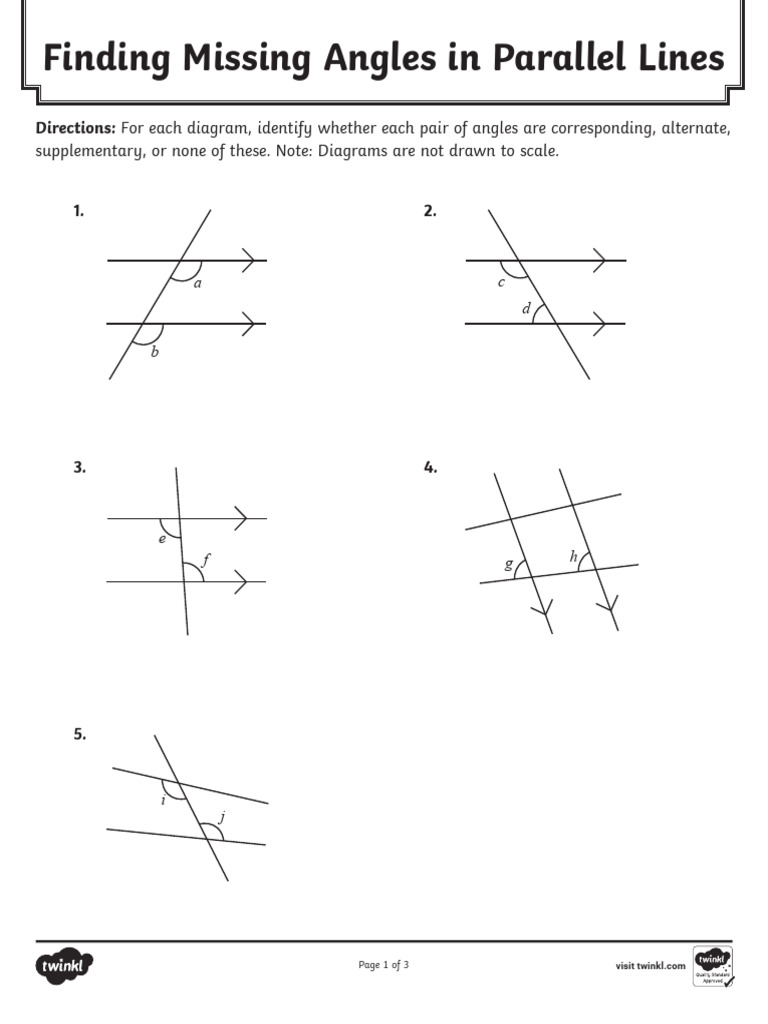 Eighth Grade Finding Missing Angles in Parallel Lines | PDF | Angle ...