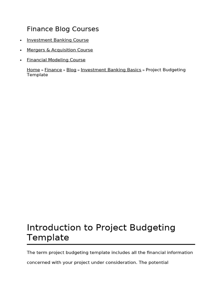 project management budgeting template | PDF | Budget | Cost