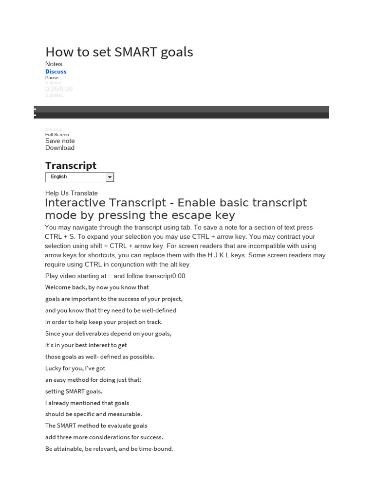 Project m14 - How To Set SMART Goals | PDF | Goal | Performance Indicator