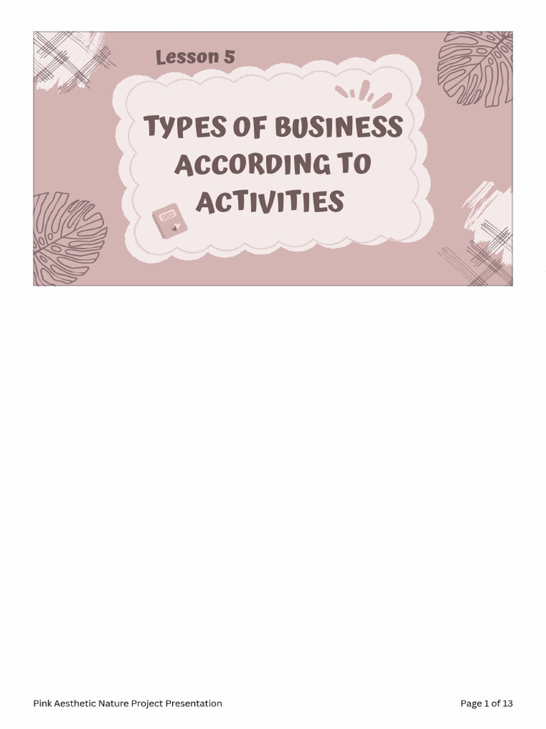 Types of Business According to Activities. Lesson 5(4) | PDF