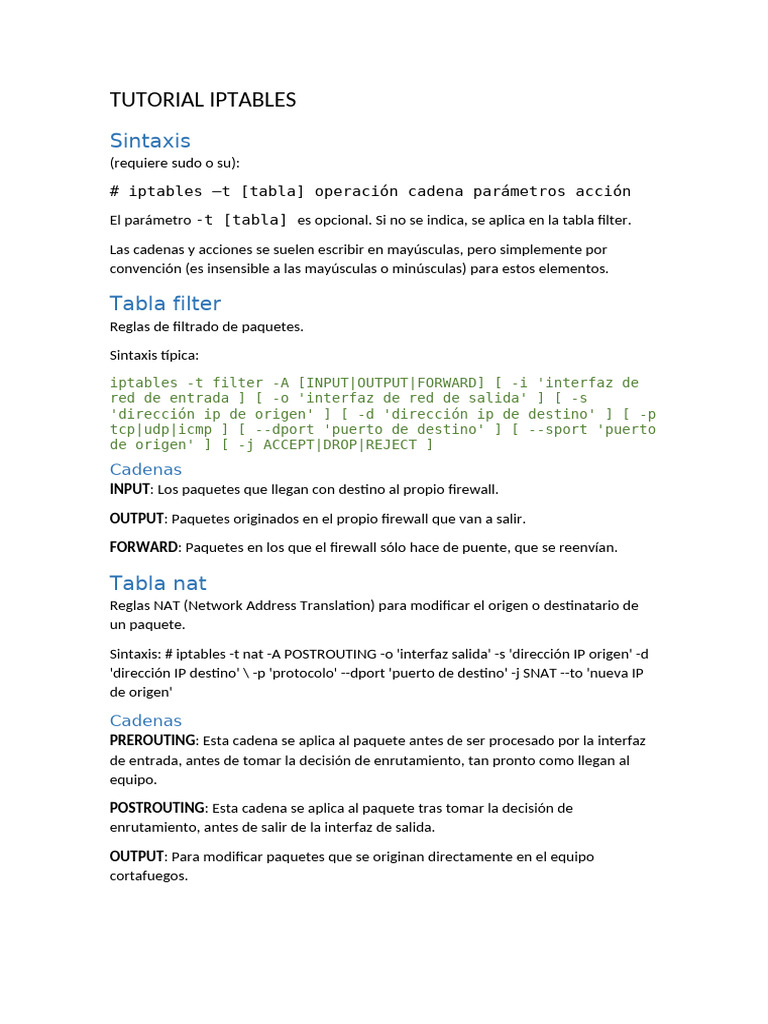 Tutorial Completo de Iptables Linux | PDF | Cortafuegos (informática) | Dirección IP