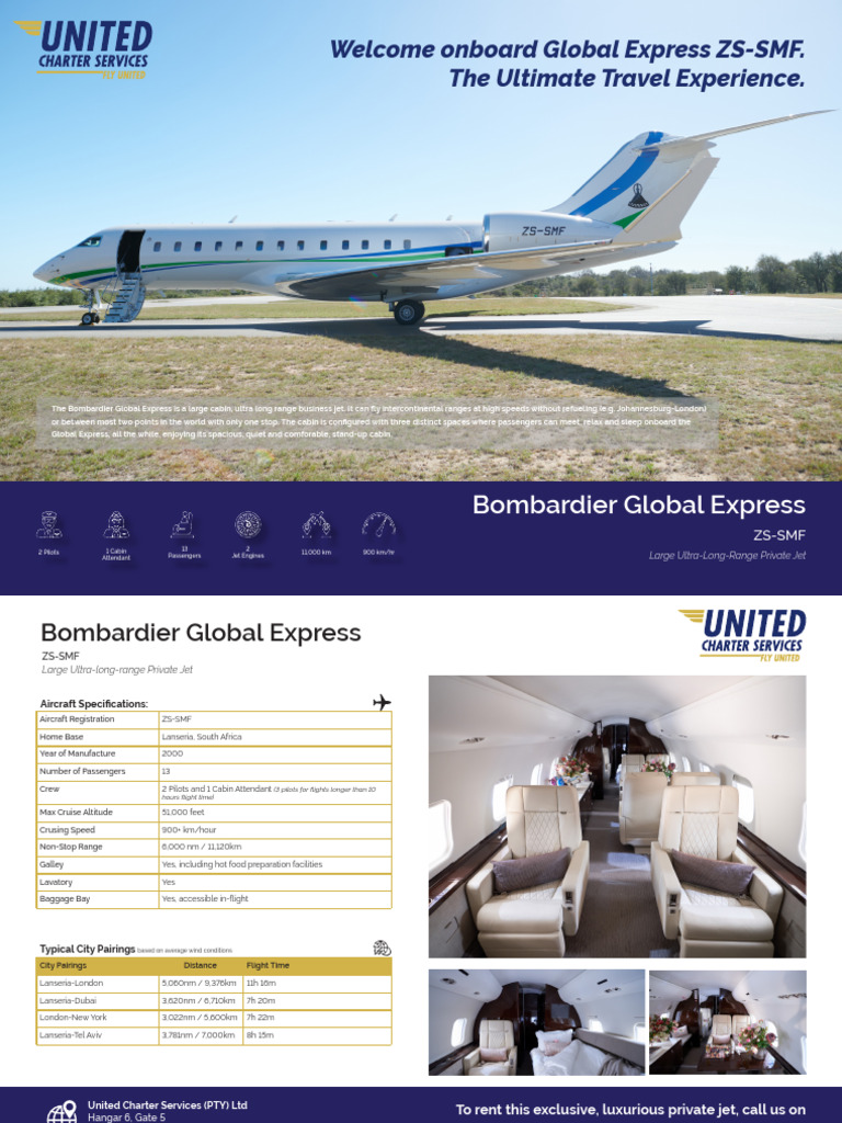 Bombardier Global Express ZS-SMF Overview | PDF | Aviation | Transport
