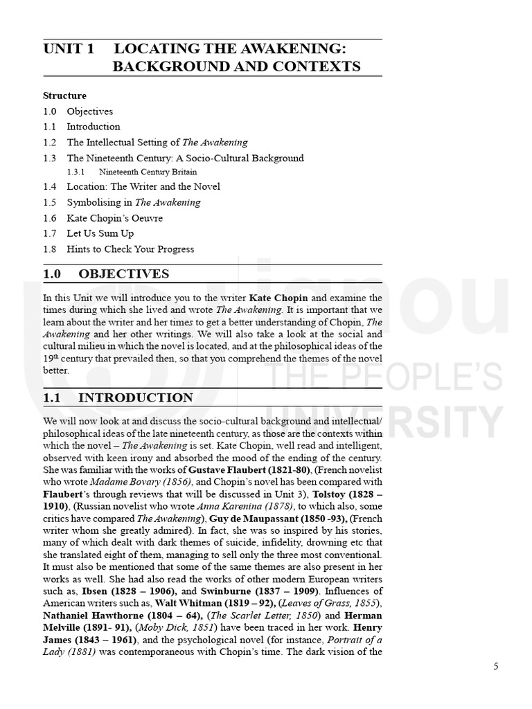 Unit-1 (1) | PDF | The Awakening (Chopin Novel)
