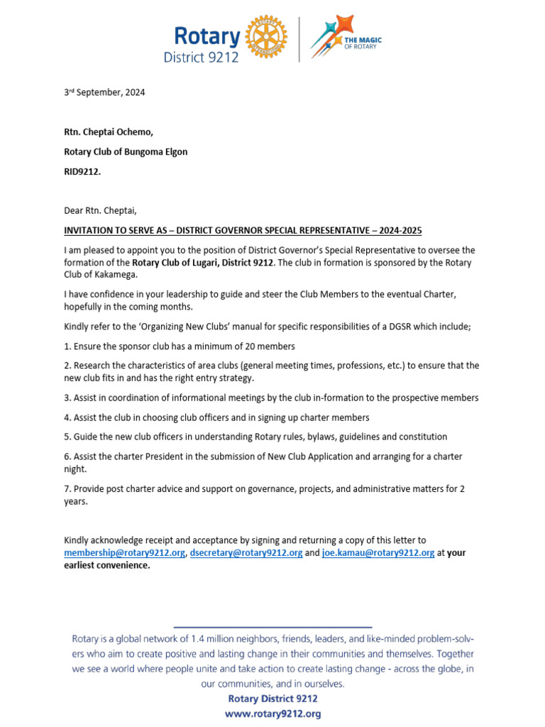 DGSR Appointment - Rtn. Cheptai Ochemo | PDF