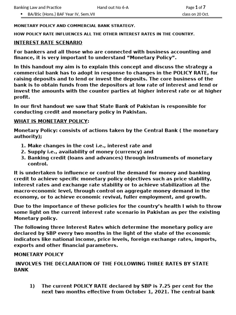 Monetary Policy Impact on Banking Rates | PDF | Banks | Interest