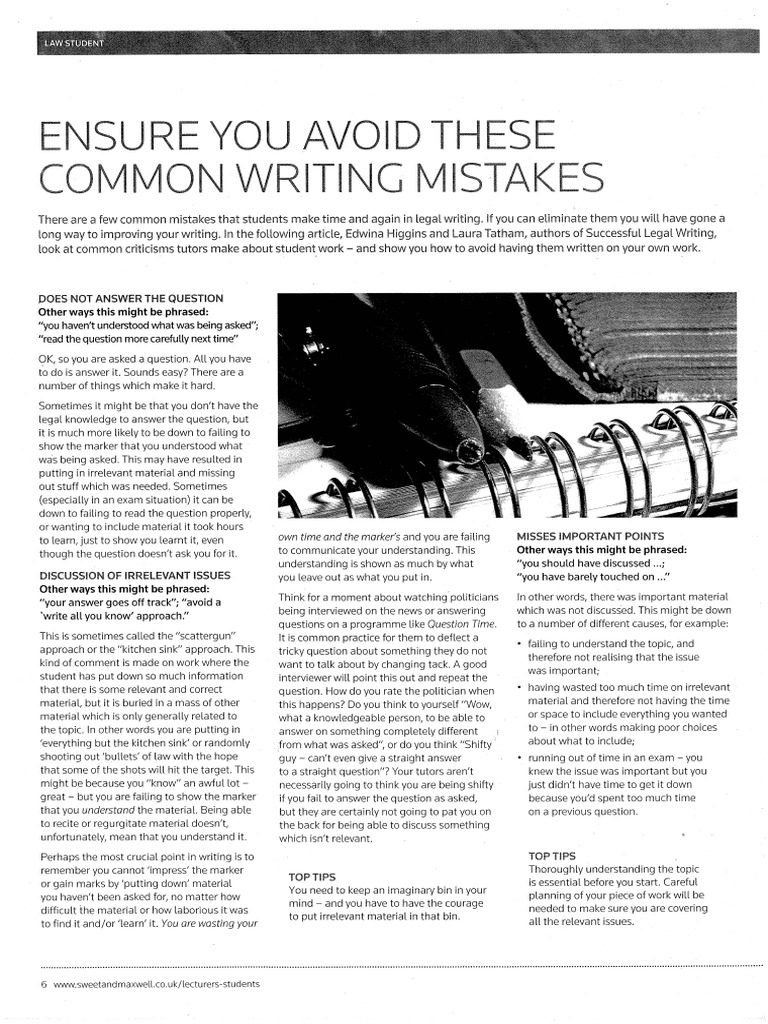 Ensure You Avoid These Common Writing Mistakes | PDF