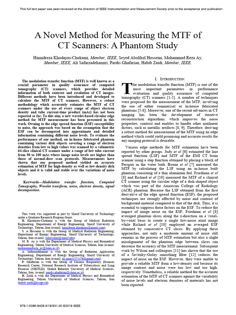 05 MTF Wavelet Based 2019 MTF | PDF | Ct Scan | Image Scanner