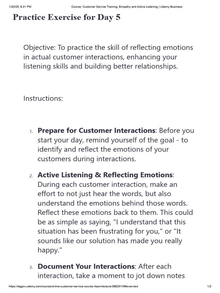 Practice Exercise For Day 5 | PDF | Emotions | Empathy