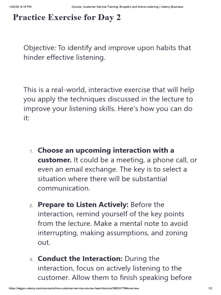 Improve Listening Skills Exercise | PDF | Communication | Psychological ...