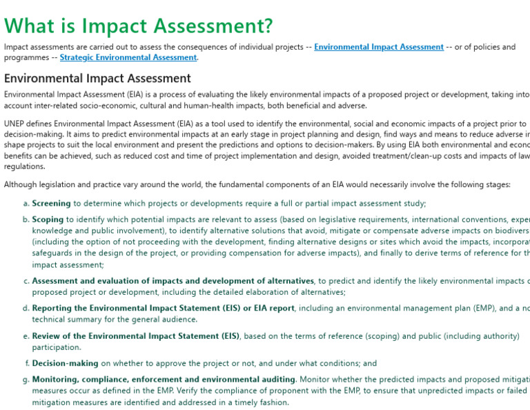 What is Environmental Impact Assessment | PDF | Environmental Impact ...