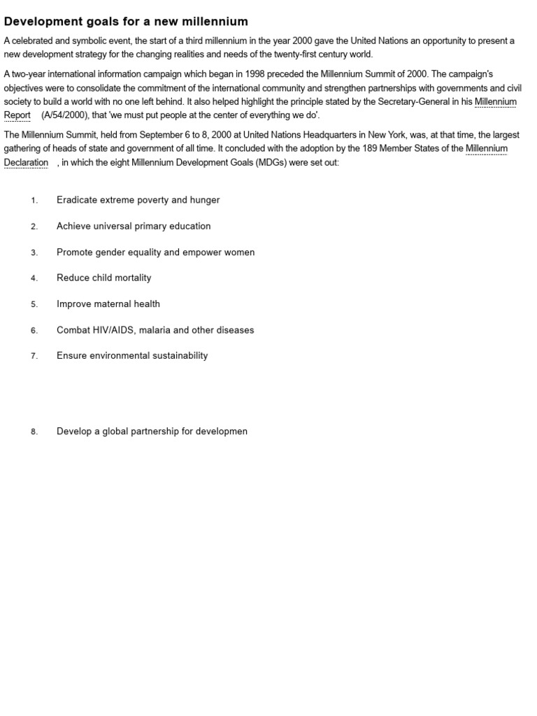Millennium Summit _ United Nations | PDF