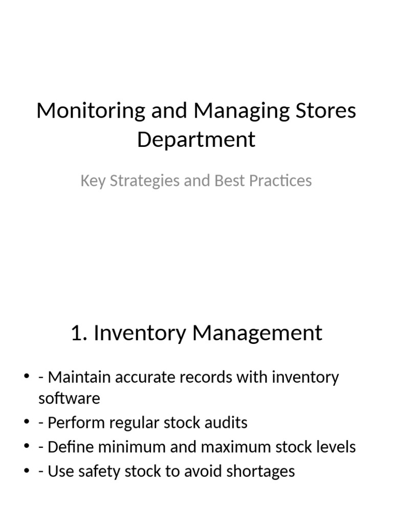 Monitoring and Managing Stores Department | PDF