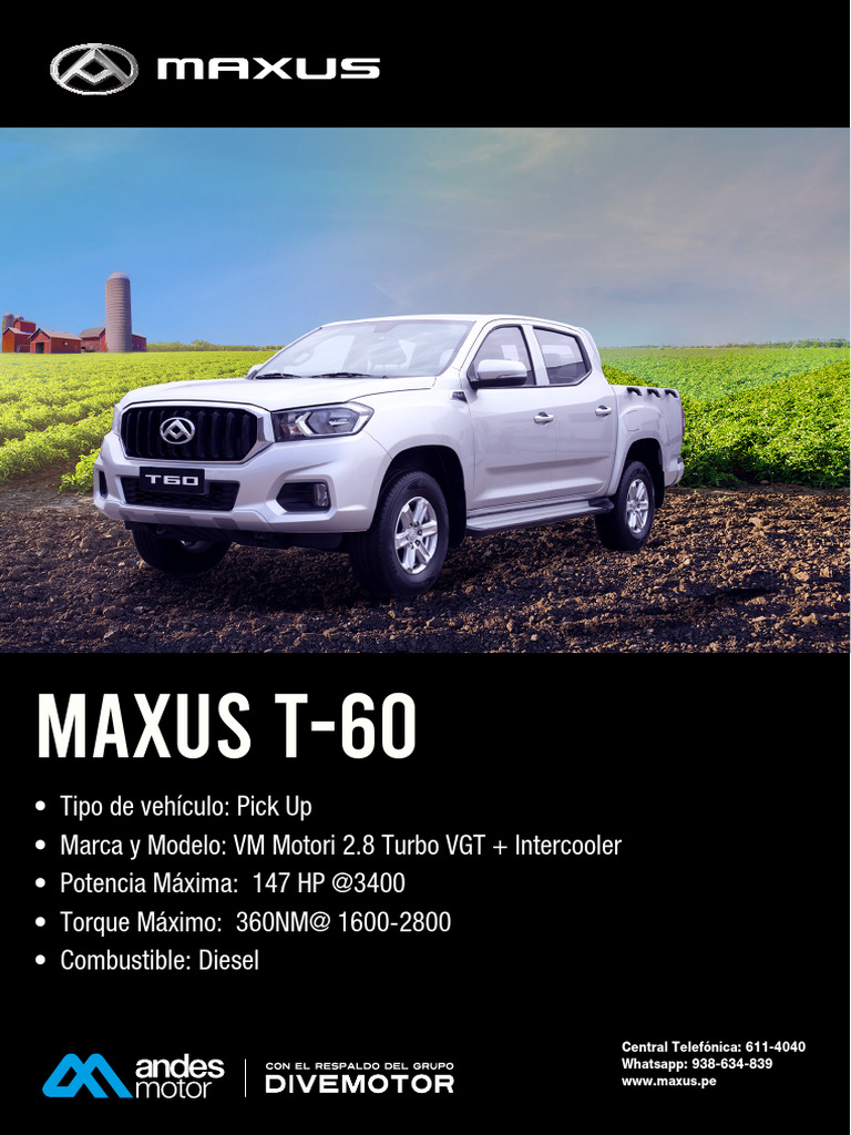 Ficha Maxus - T60 | PDF | Estilos de carrocería | Tecnología de vehículos