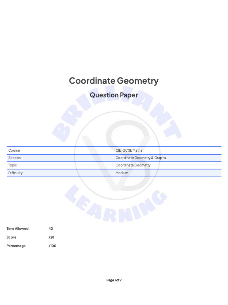 Coordinate Geometry Medium | PDF | Geometry | Mathematics