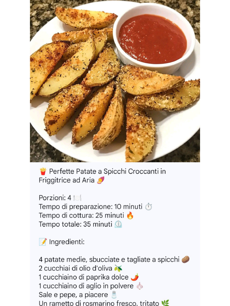 Ricetta Patate Croccanti A Spicchi in Friggitrice Ad Aria | PDF