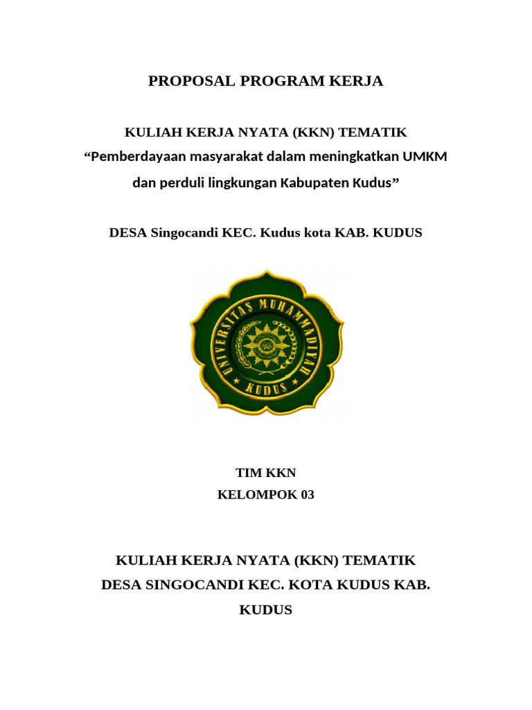 Proposal KKN Desa Singocandi | PDF