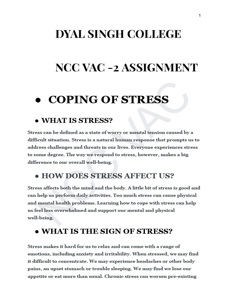 ASSIGNMENT CDT GAURAV GODARA | PDF | Stress (Biology) | Sleep