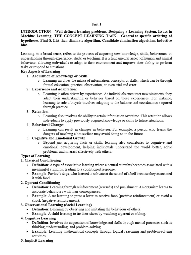 Unit 1 Machine Learning Aktu | PDF | Machine Learning | Learning