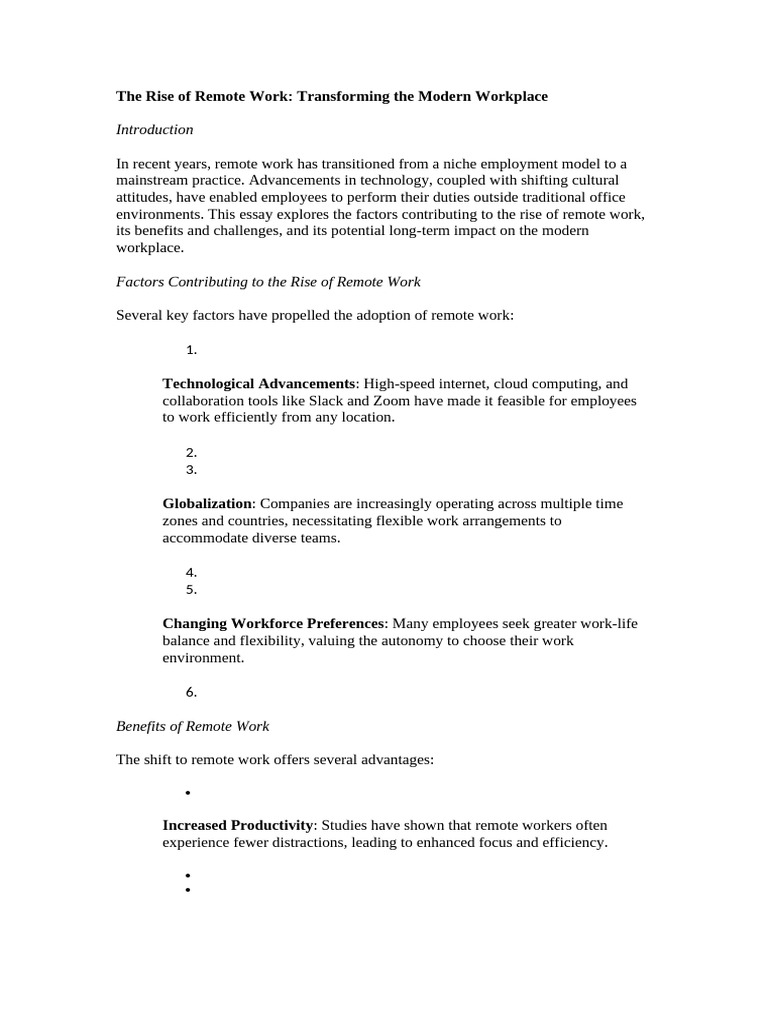 Rise of Remote Work | PDF | Employment | Business