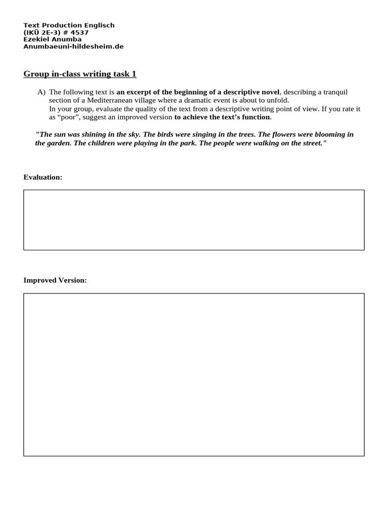 Interactive Handout - Des. Writing - GR Task 1 | PDF