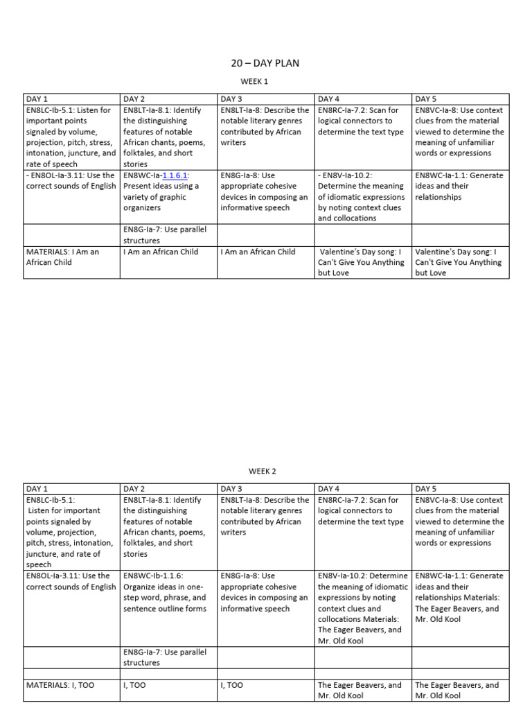 20-DAY PLAN | PDF | Speech | Stress (Linguistics)
