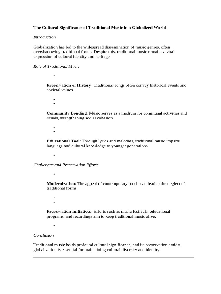 The Cultural Significance of Traditional Music in | PDF