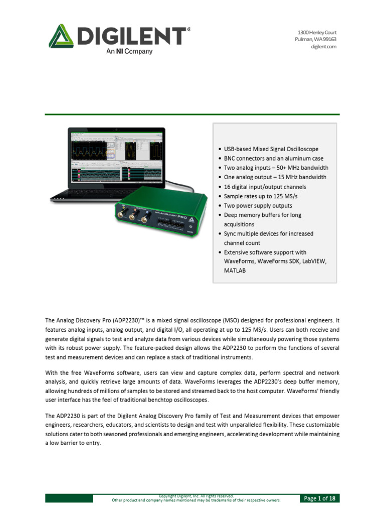 Analog Discovery Pro 2230 Datasheet | PDF | Usb | Power Supply